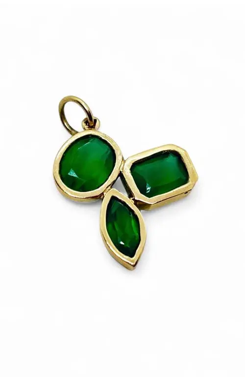 LESLIE PAIGE Triple Bezel Pendant Charm With Onyx - Gold/green
