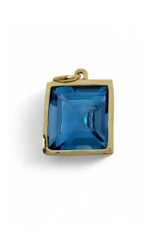 LESLIE PAIGE London Blue Topaz Square Charm - Gold/blue