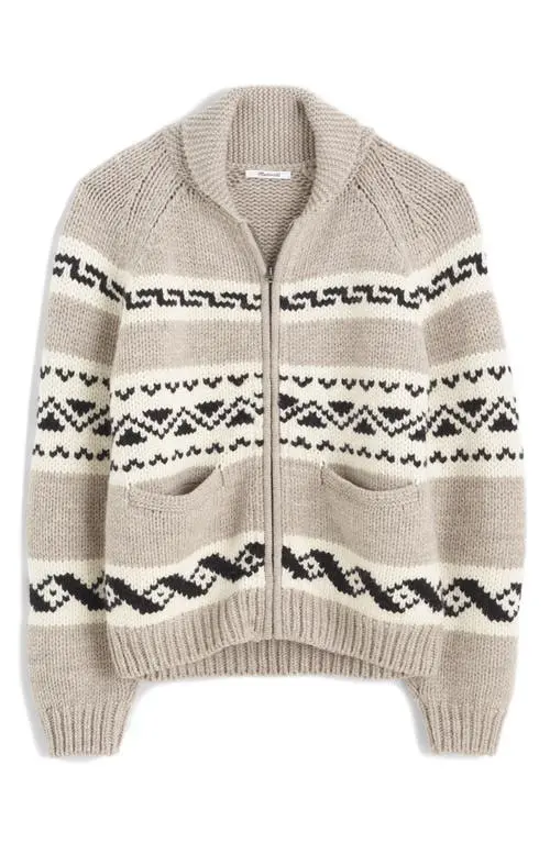 Madewell Fair Isle Zip-up Wool Cardigan