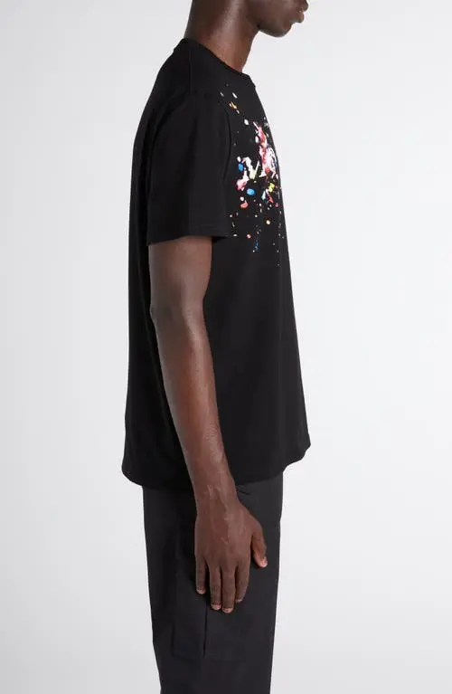 Alexander McQueen Paint Splattered Logo Graphic T-shirt - Black/multicolour