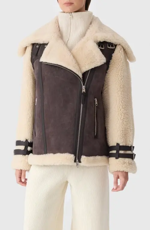 Mackage Rhoslyn Oversize Genuine Shearling Moto Jacket