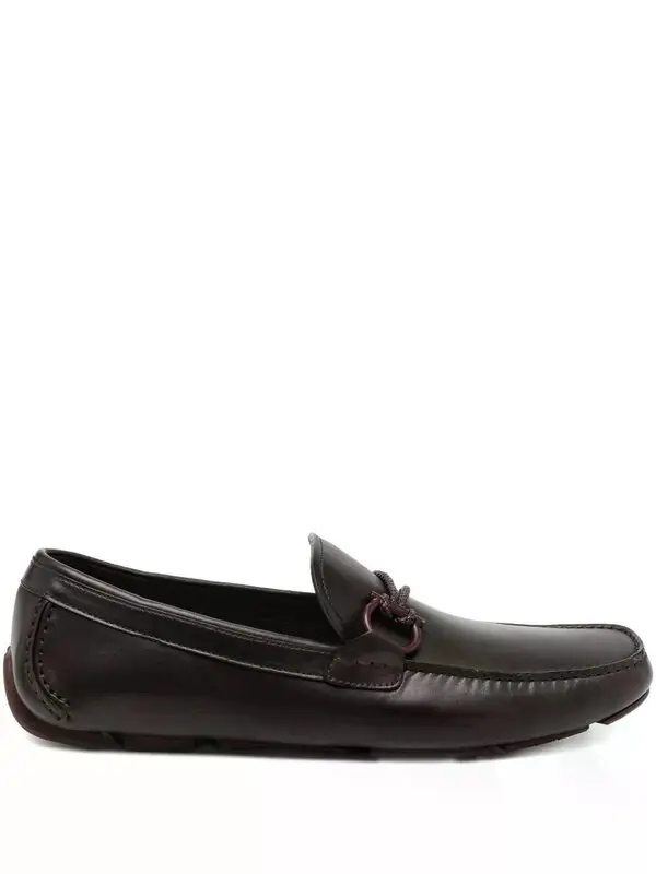 FERRAGAMO Gancini Leather Loafers - Brown