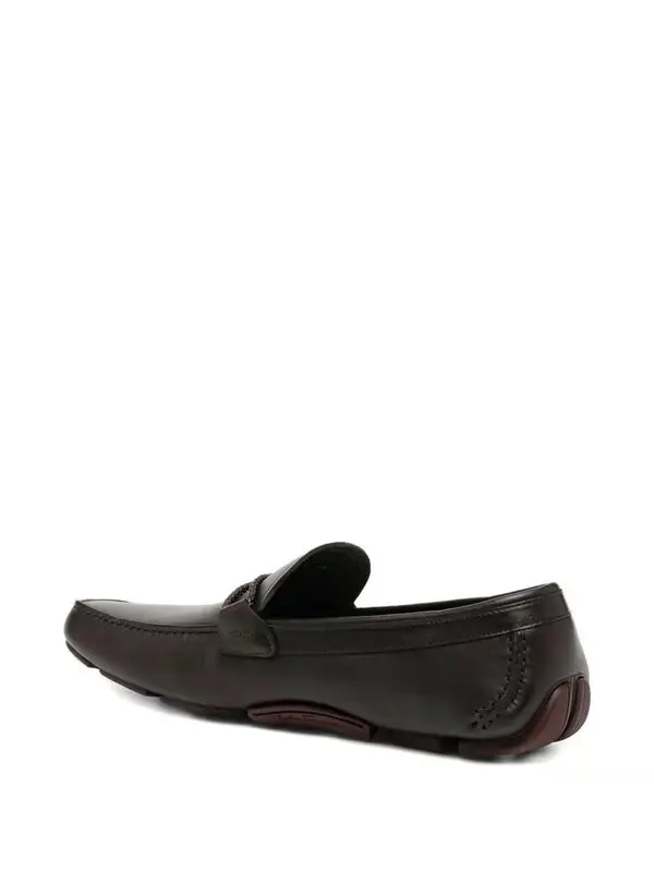 FERRAGAMO Gancini Leather Loafers - Brown
