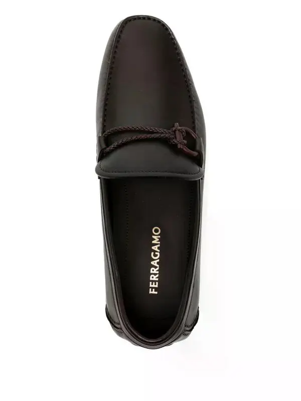 FERRAGAMO Gancini Leather Loafers - Brown
