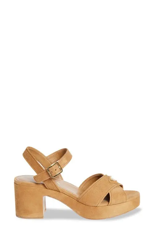 Prada Suede Platform Sandals - Cannella