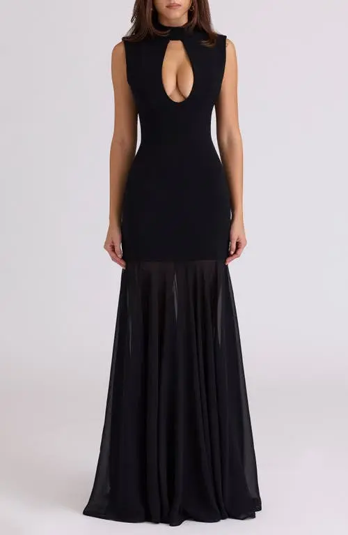 House Of Cb Raphaella Stretch Crepe Mermaid Gown - Black