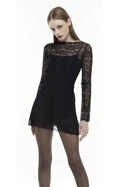 MOTHER OF ALL Refaela Lace Mini Dress - Black