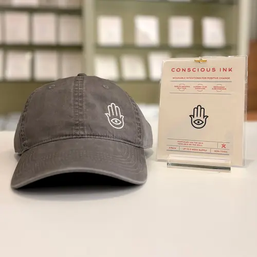 CONSCIOUS INK Hamsa Cap With Ink Set - Faded Grey