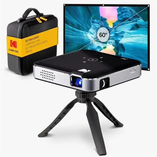 KODAK Luma 150 Pico Projector, Rechargeable Ultra Mini Projector W/60" Screen - Black