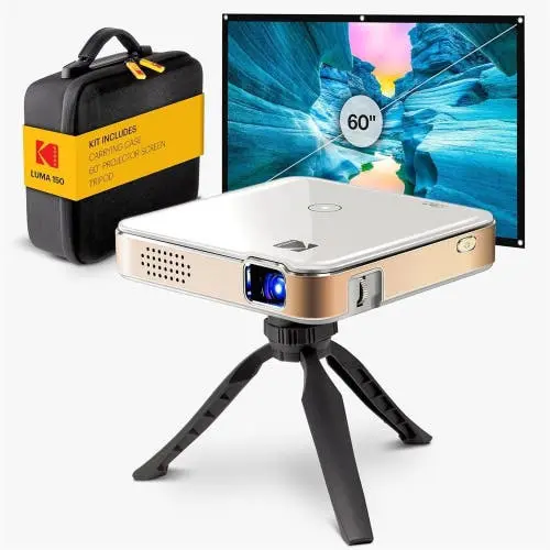 KODAK Luma 150 Pico Projector, Rechargeable Ultra Mini Projector W/60" Screen - White