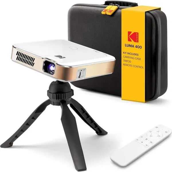 KODAK Luma 400 Smart Projector, Hd Portable Pico Projector With Remote - White