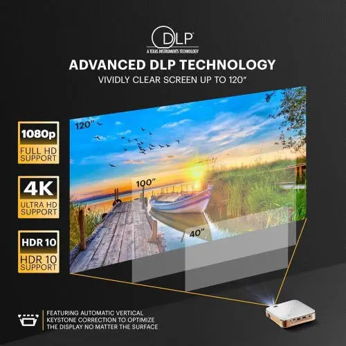 KODAK Luma 400 Smart Projector, Hd Portable Pico Projector With Remote