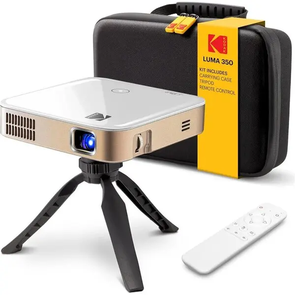 KODAK Luma 350 Smart Projector, Portable Pico Projector With Carrying Case - White