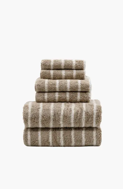 ITALIC Ultraplush Australian Cotton Standard 6-piece Towel Set - Striped Tan