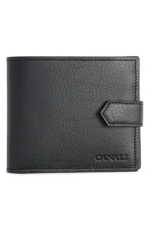 Canali Tumbled Calfskin Billfold Wallet - Black