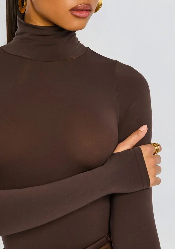Commando Ballet Turtleneck Bodysuit - Espresso