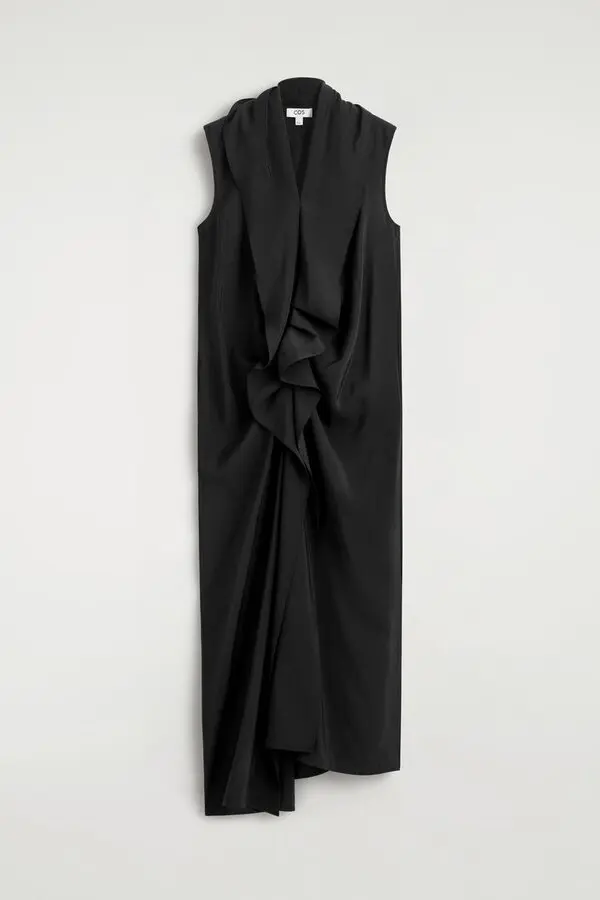 Cos Ruffled Draped Midi Dress