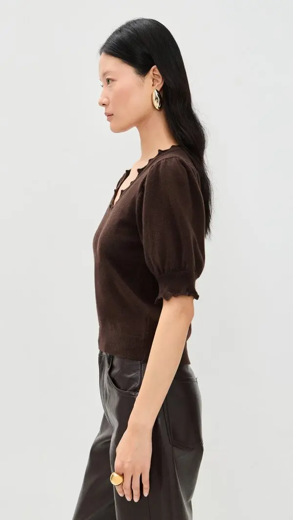 Ulla Johnson Polline Short Sleeve Top - Wenge