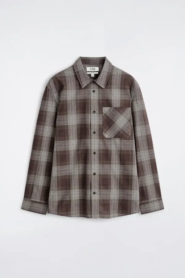 Cos Checked Brushed-cotton Shirt