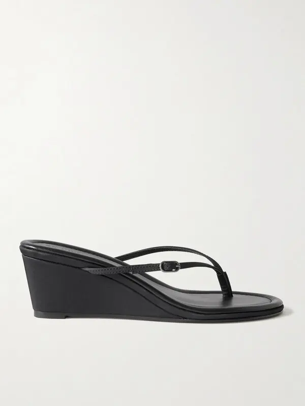 ST. AGNI Petit Belt Recycled-satin Wedge Sandals