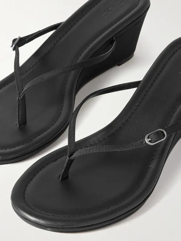 ST. AGNI Petit Belt Recycled-satin Wedge Sandals