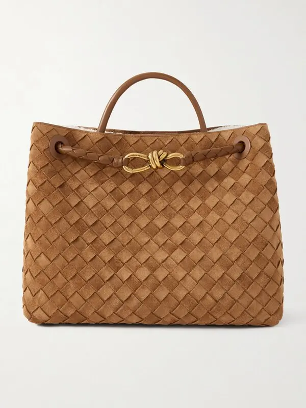 Bottega Veneta Andiamo Medium Intrecciato Suede Tote - Brown