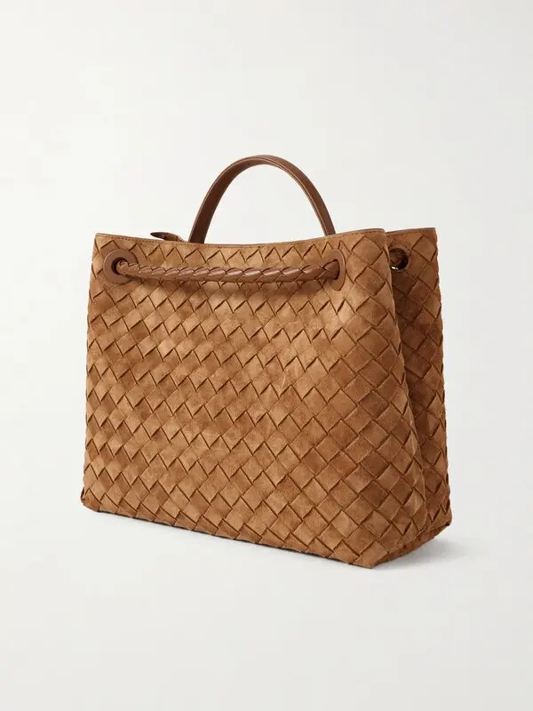 Bottega Veneta Andiamo Medium Intrecciato Suede Tote - Brown