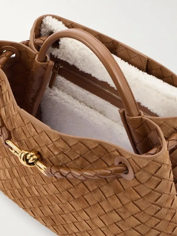 Bottega Veneta Andiamo Medium Intrecciato Suede Tote - Brown