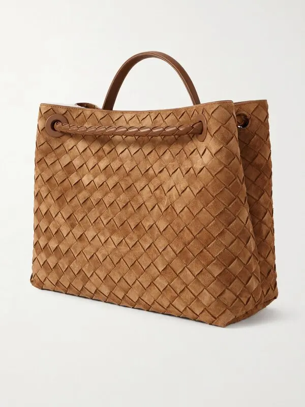 Bottega Veneta Andiamo Medium Intrecciato Suede Tote - Brown