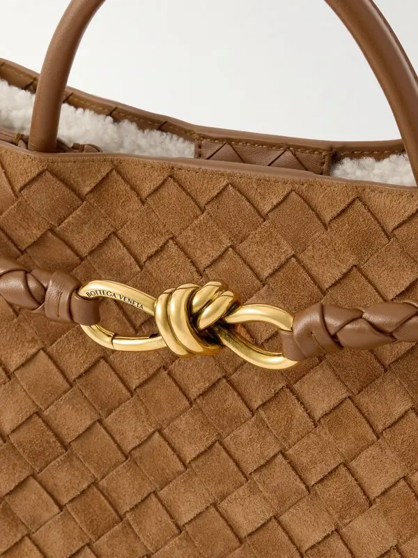 Bottega Veneta Andiamo Medium Intrecciato Suede Tote - Brown