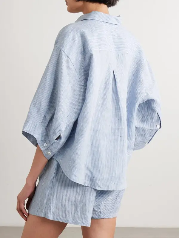 DEIJI STUDIOS The 03 Striped Washed-linen Shirt And Shorts Set