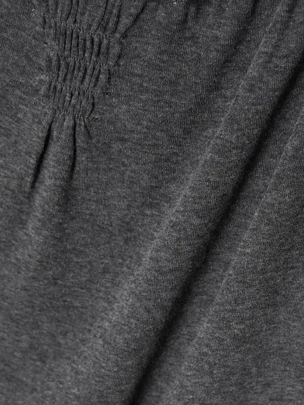 DEIJI STUDIOS Flounce Shirred Cotton And Wool-blend Tank - Gray