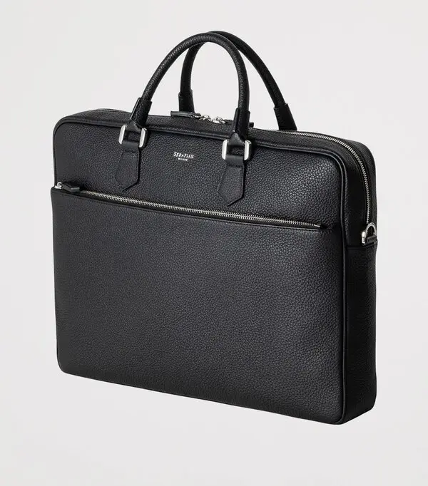 SERAPIAN Slim Cachimere Leather Briefcase