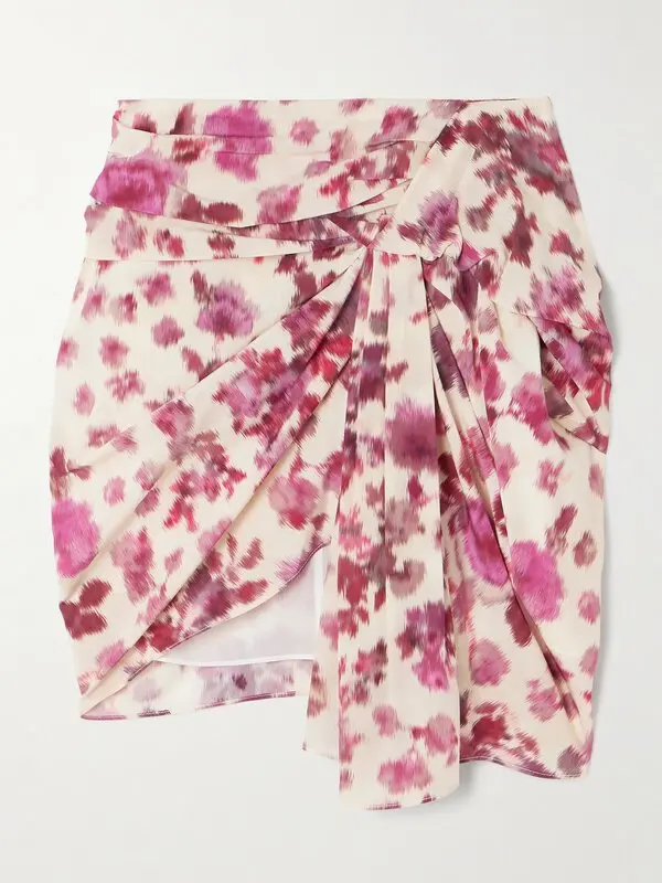 Isabel Marant Ovia Draped Floral-print Silk-blend Mini Skirt - Pink