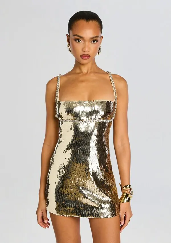 Retrofete Aderyn Sequin Mini Dress - Gold