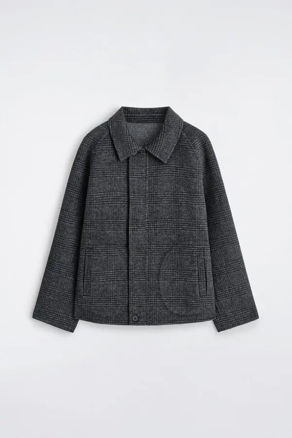 Cos Reversible Checked / Herringbone Wool Sports Jacket