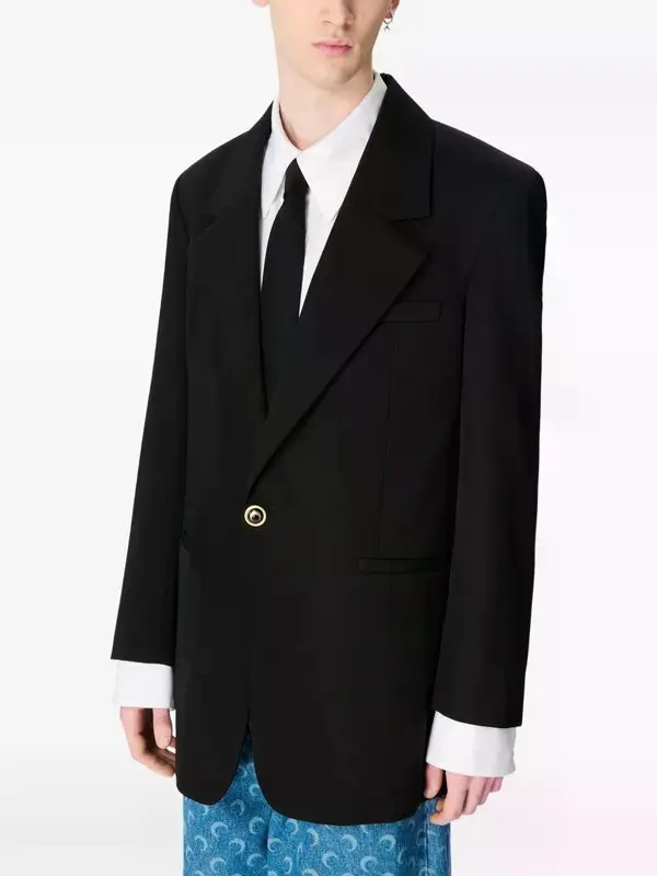 MARINE SERRE Twill Boxy Blazer - Black