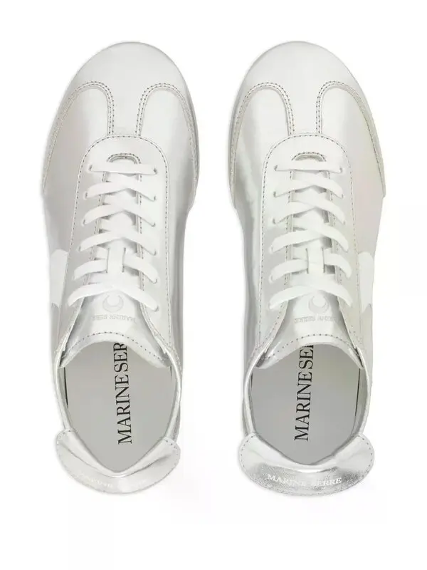 MARINE SERRE Ms Astra Metallic-effect Leather Sneakers - Grey