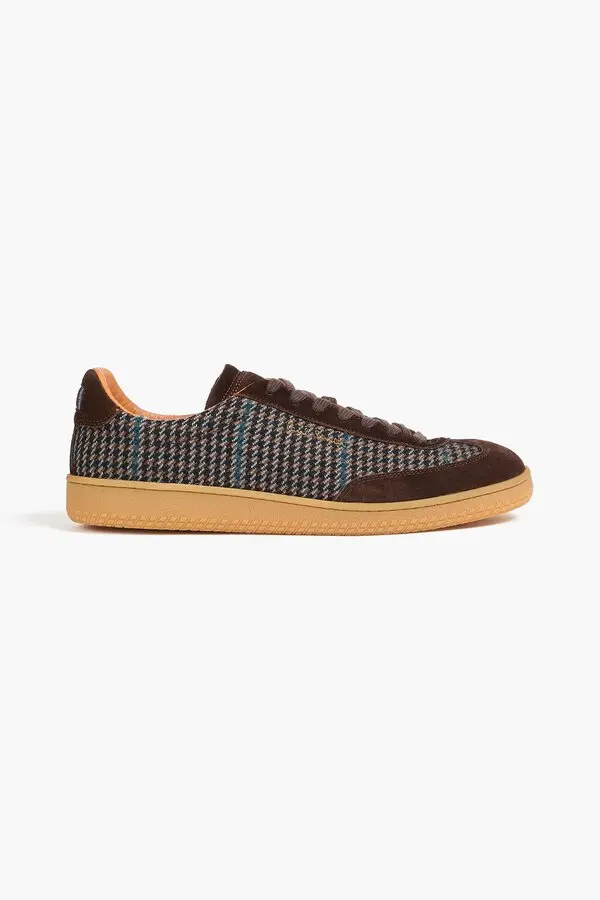 Paul Smith Como Houndstooth Tweed And Suede Sneakers