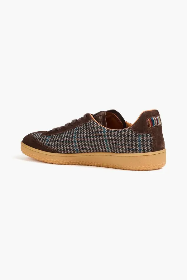 Paul Smith Como Houndstooth Tweed And Suede Sneakers