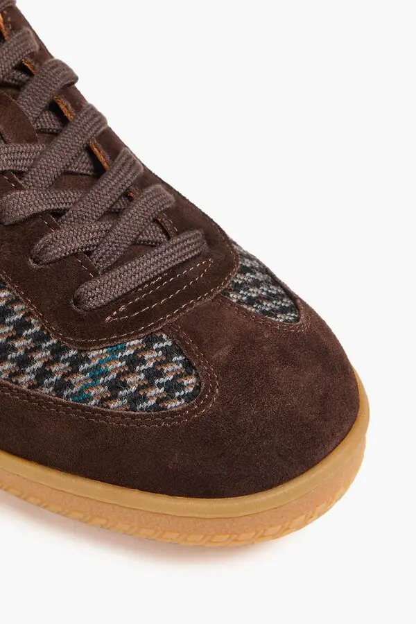 Paul Smith Como Houndstooth Tweed And Suede Sneakers