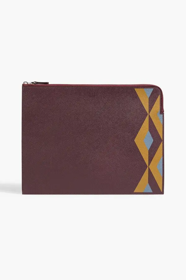 Dunhill Cadogan Printed Pebbledleather Pouch - Burgundy