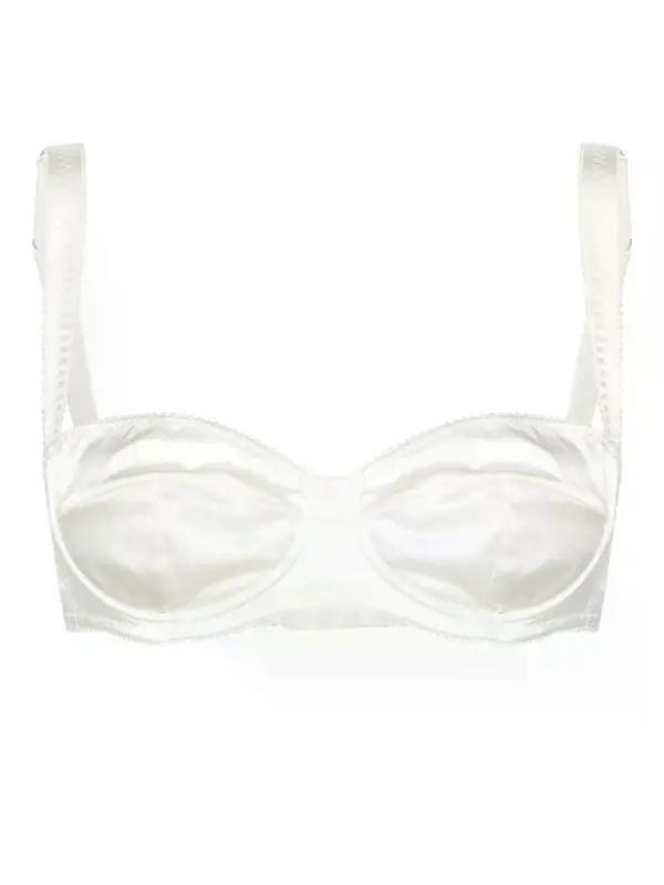 Dolce & Gabbana Scallop-edge Satin Balconette Bra - White
