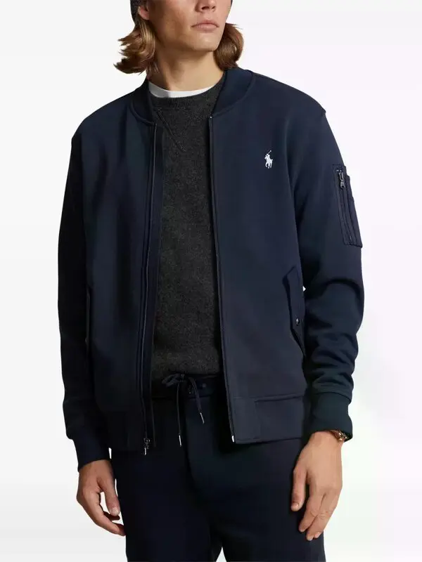 Polo Ralph Lauren Embroidered Bomber-style Sweatshirt - Blue