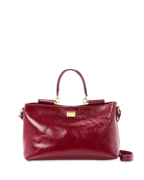 Dolce & Gabbana Leather Top Handle Bag - Medium Red