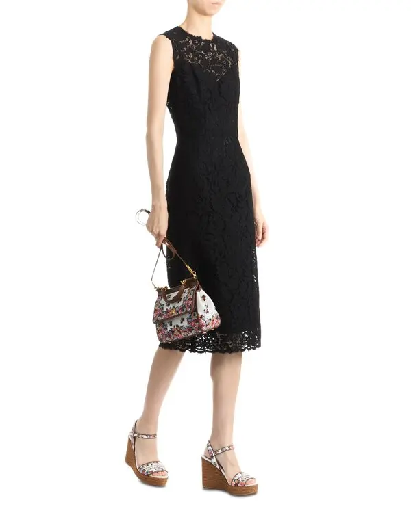 Dolce & Gabbana Floral Top Handle Bag - Camel