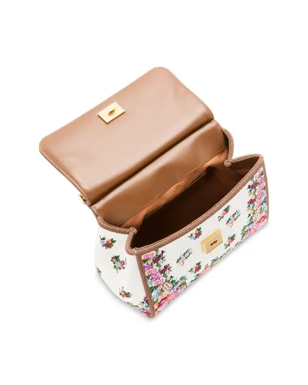 Dolce & Gabbana Floral Top Handle Bag - Camel