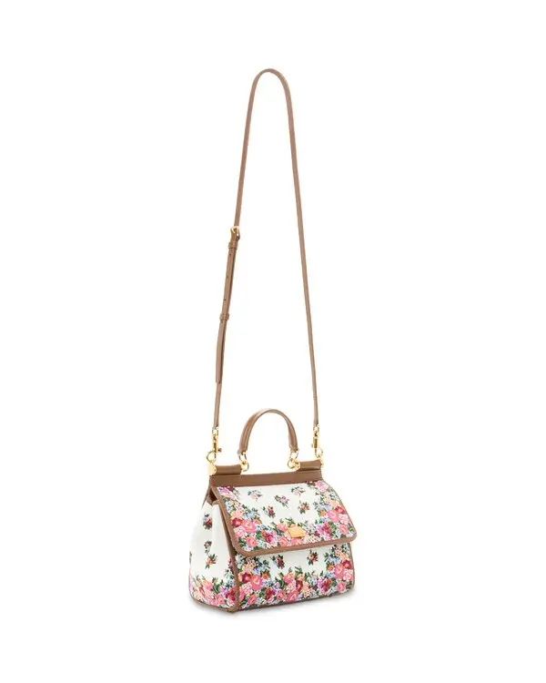 Dolce & Gabbana Floral Top Handle Bag - Camel