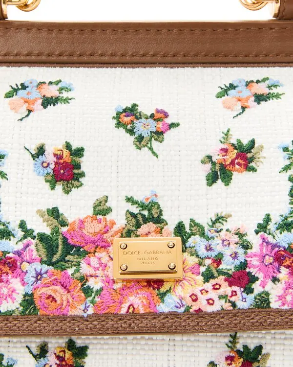 Dolce & Gabbana Floral Top Handle Bag - Camel