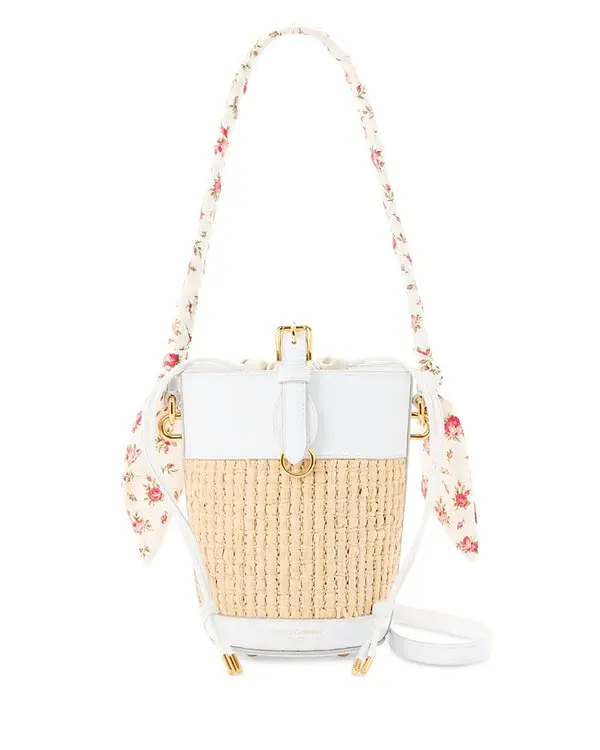 Dolce & Gabbana Woven Bucket Bag - Light Beige/white
